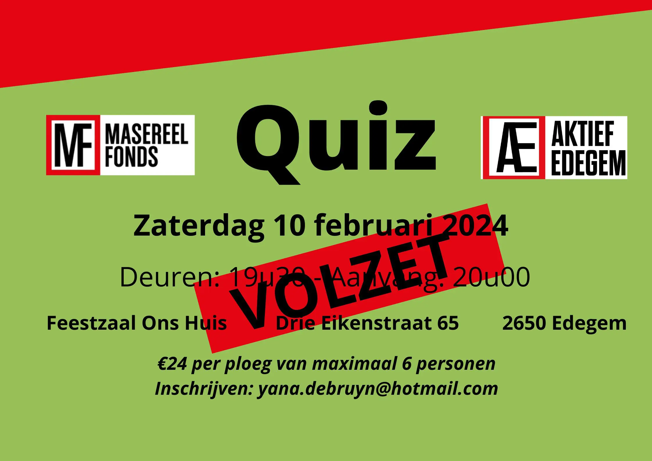 Volzet: Een supertoffe en gezellige Quiz - Masereelfonds